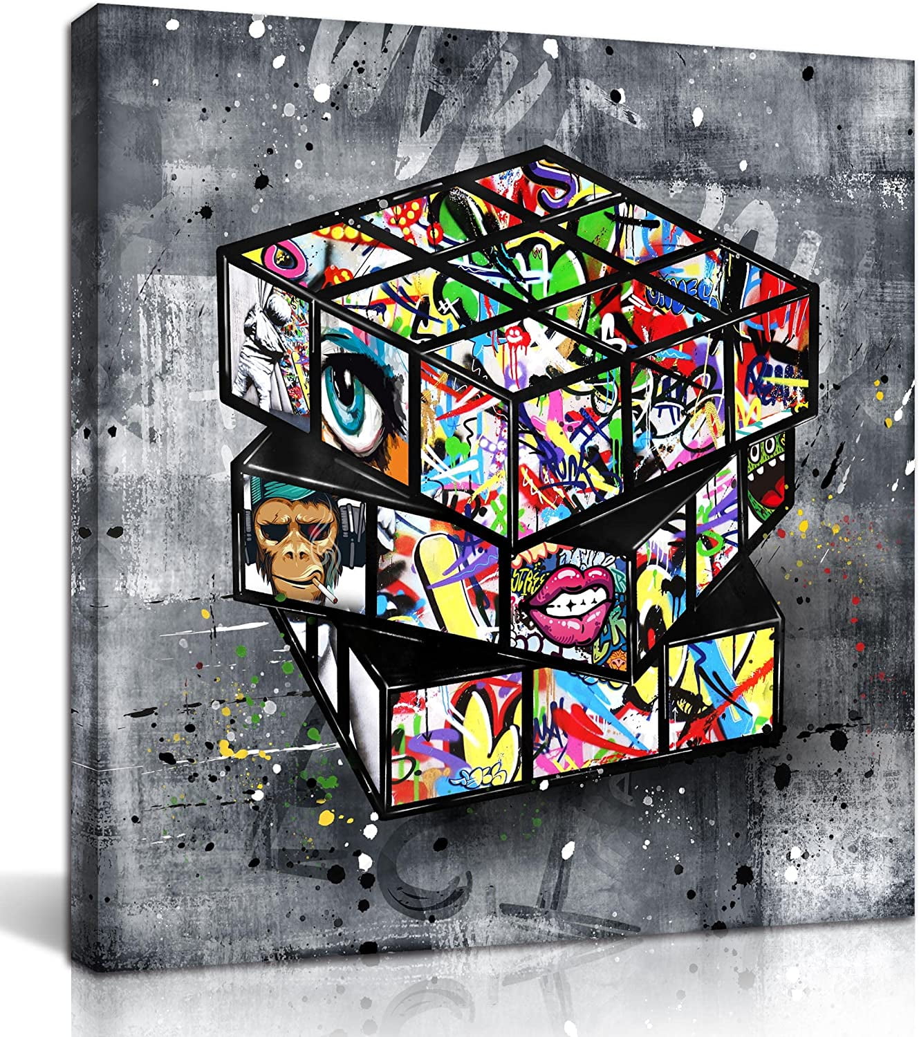 HFDF Banksy Canvas Wall-Art for Bedroom - Street Graffiti Wall Art ...