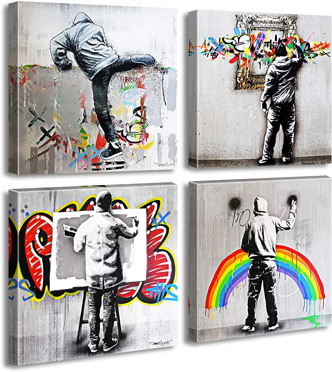 HFDF Banksy Street Graffiti Art Wall Decor Pop Art Colorful Paintings ...