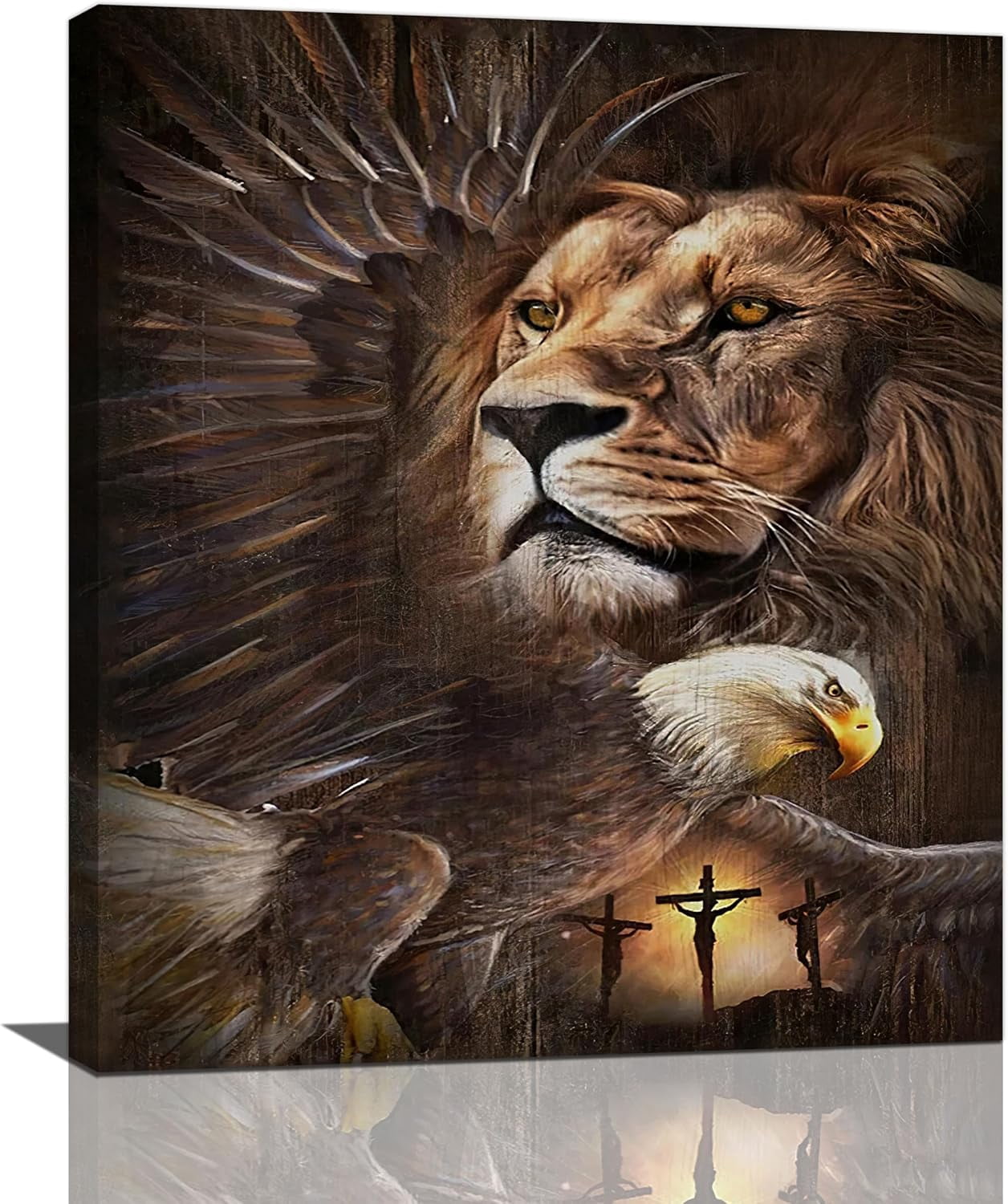 HFDF Banonaty Lion Eagle Wall Art - Christian Lion of Judah Canvas Prts ...