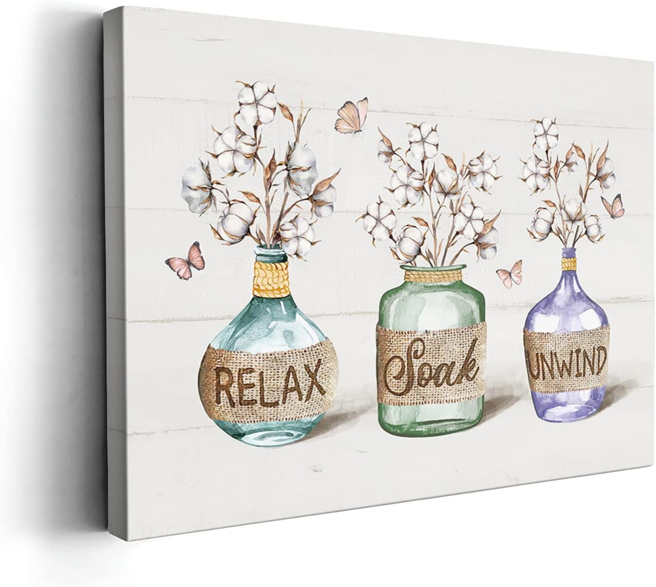 HFDF Bathroom Decor Wall Art Rustic Cotton Flower Bathroom Poster ...