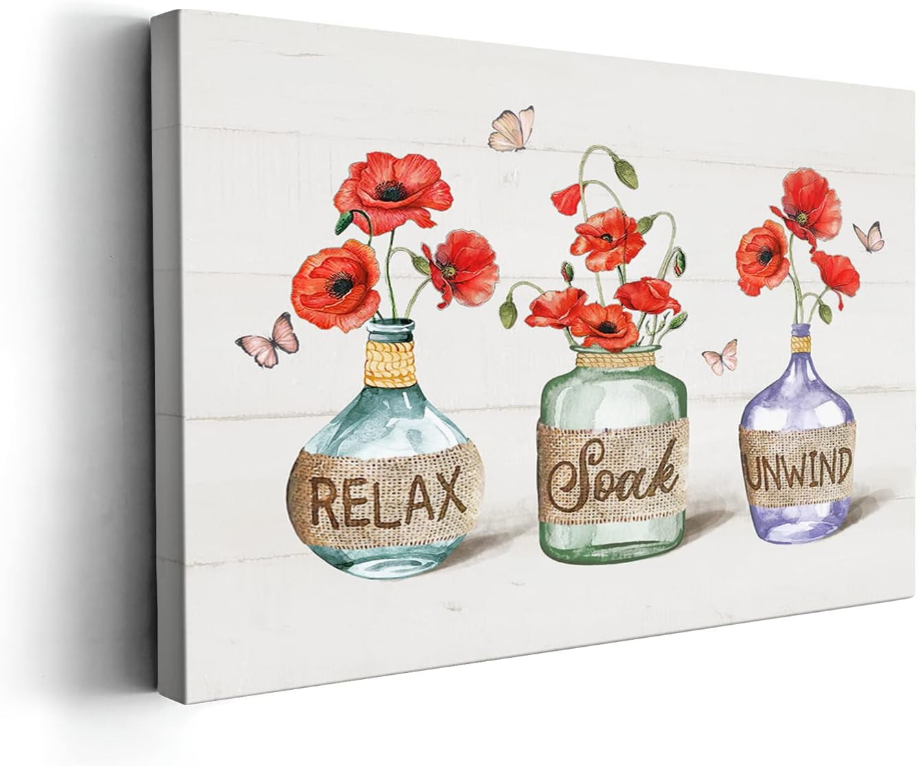 HFDF Bathroom Decor Wall Art Rustic Poppy Bathroom Poster Country ...