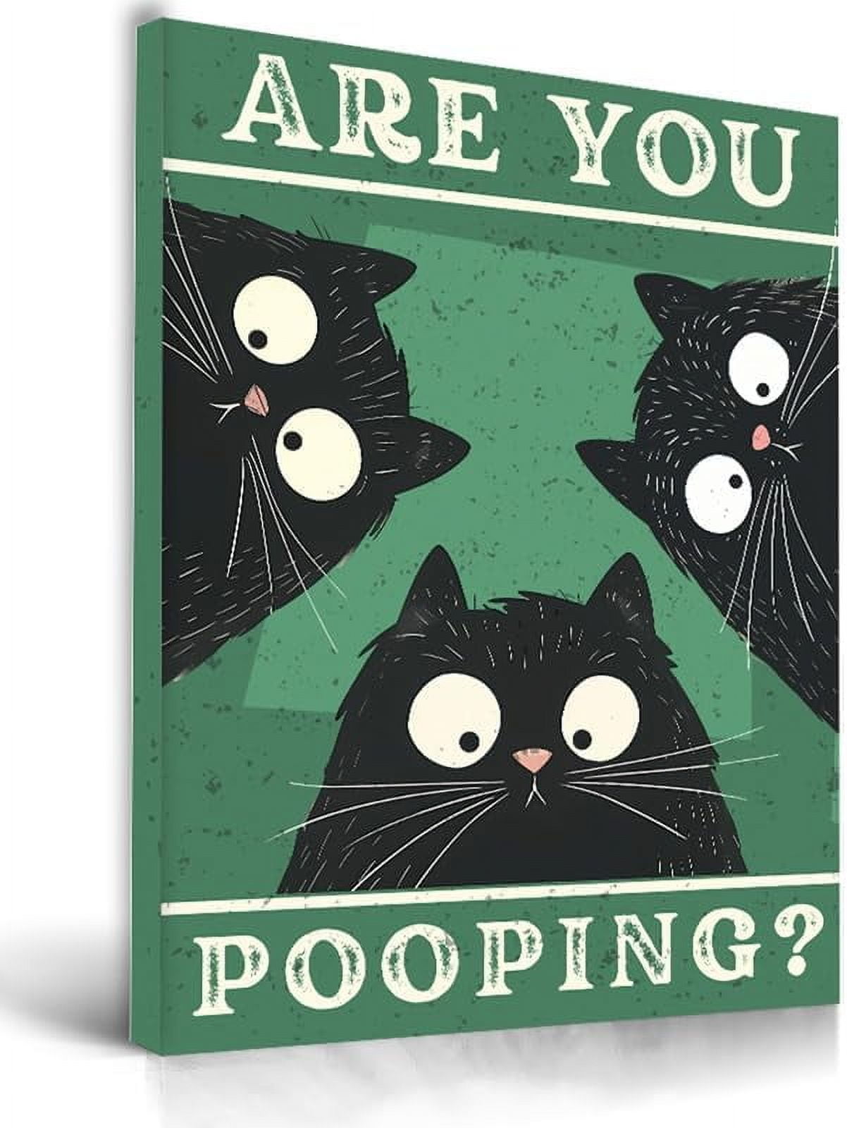 HFDF Bathroom Wall Art Decor, Black Cat Are You Pooping Funny Wall Art ...