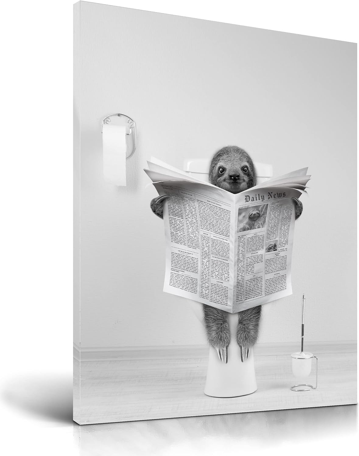 HFDF Bathroom Wall Art,in Black and White Sloth Wood Wall Decor,Animal ...