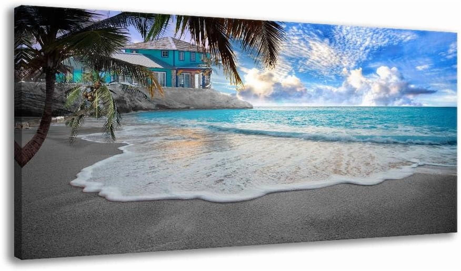 HFDF Beach Canvas Wall Art for Bedroom Ocean Themed Livg Room Decor ...