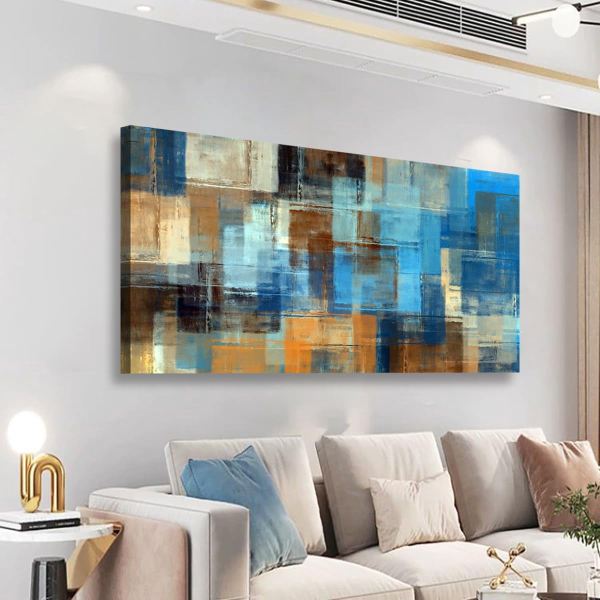 HFDF Beach Canvas Wall Art Teal Seascape Painting Landscape Picture ...