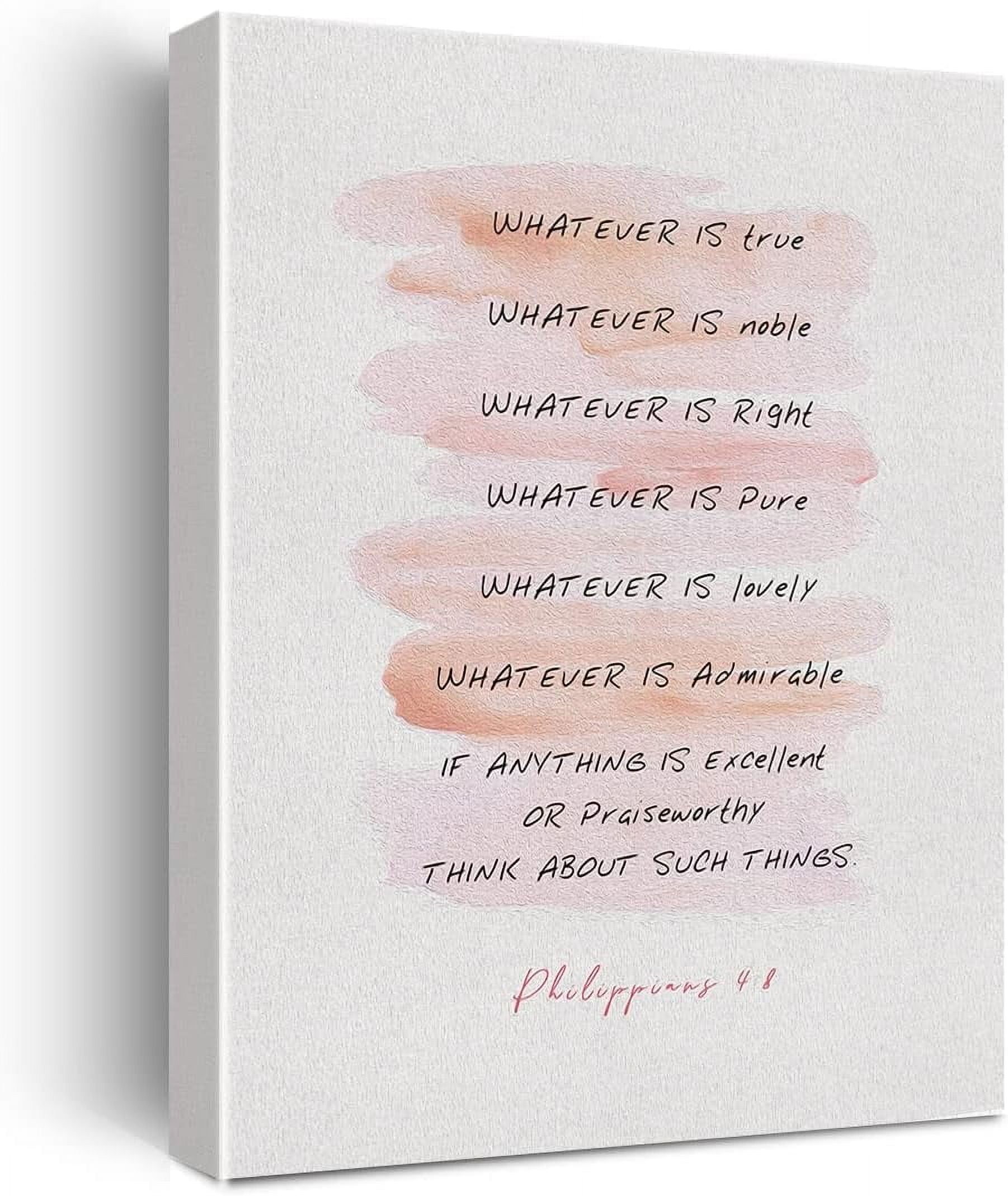 HFDF Bible Verse Canvas Prt Decor Whatever is True Whatever is Noble ...