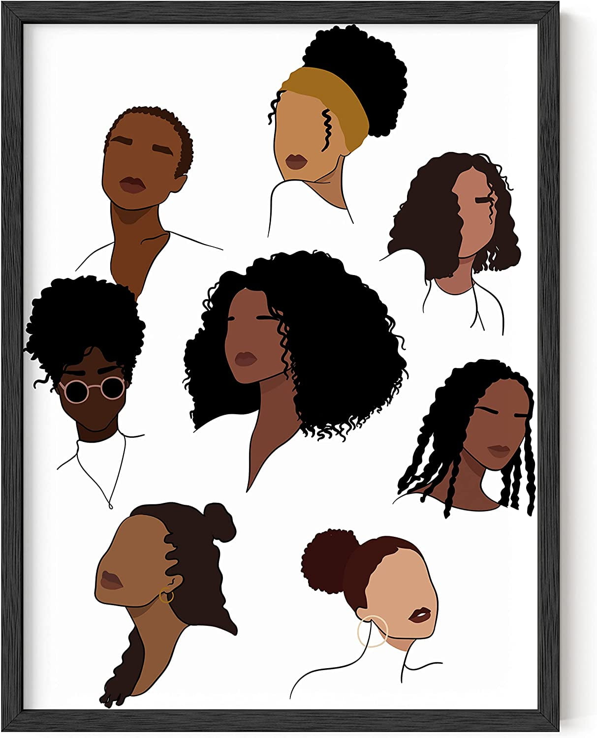 HFDF Black Girl Wall Art & Hair Posters for Women - Black Women Art ...