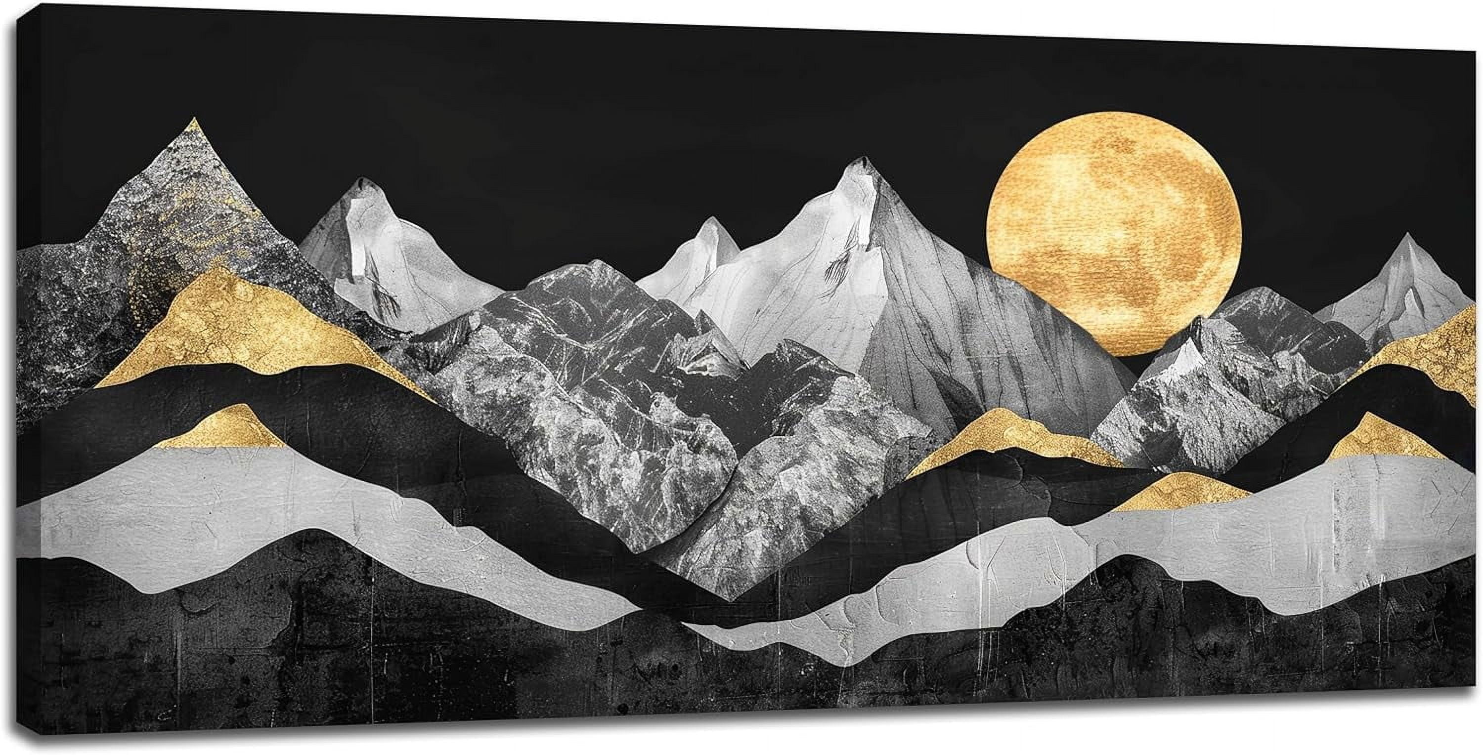 HFDF Black and Gold Wall Art Mountain Pictures Wall Decor Canvas Prints ...