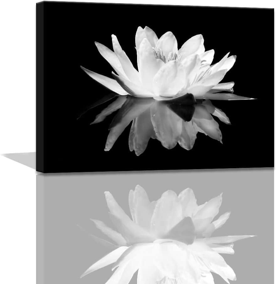 HFDF Black and White Wall Art for bathroom Lotus Flower Canvas Wall ...