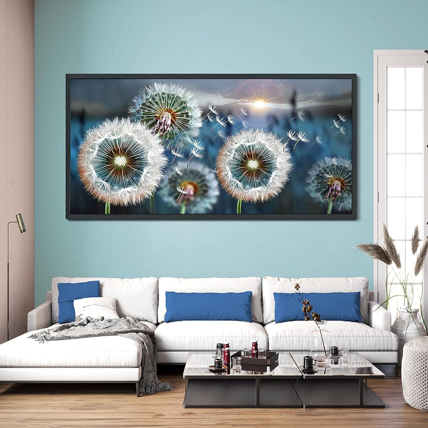 HFDF Black wall artLarge Wall Art Dandelion Theme Canvas Art Wall Decor ...