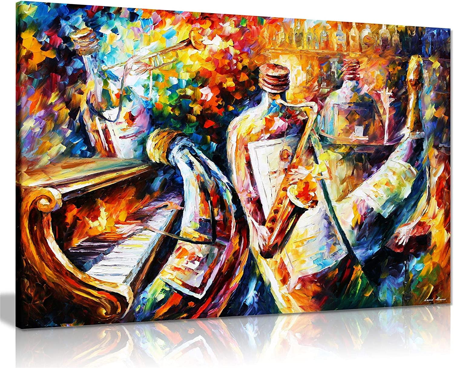 HFDF Bottle Jazz by Leonid Afremov Canvas Wall Art Picture Prt for Home ...