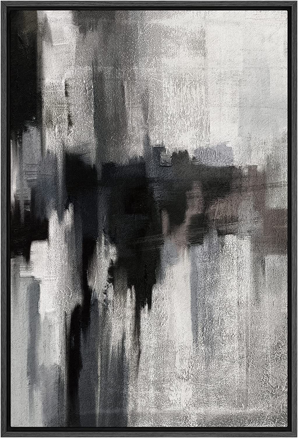 HFDF Canvas Print Wall Art Black Brushstrokes on Gray Background ...
