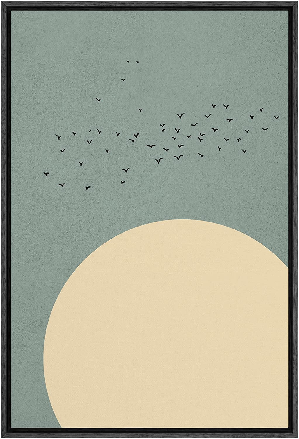 HFDF Canvas Print Wall Art Large Tan Sun Under Flock of Birds Abstract ...