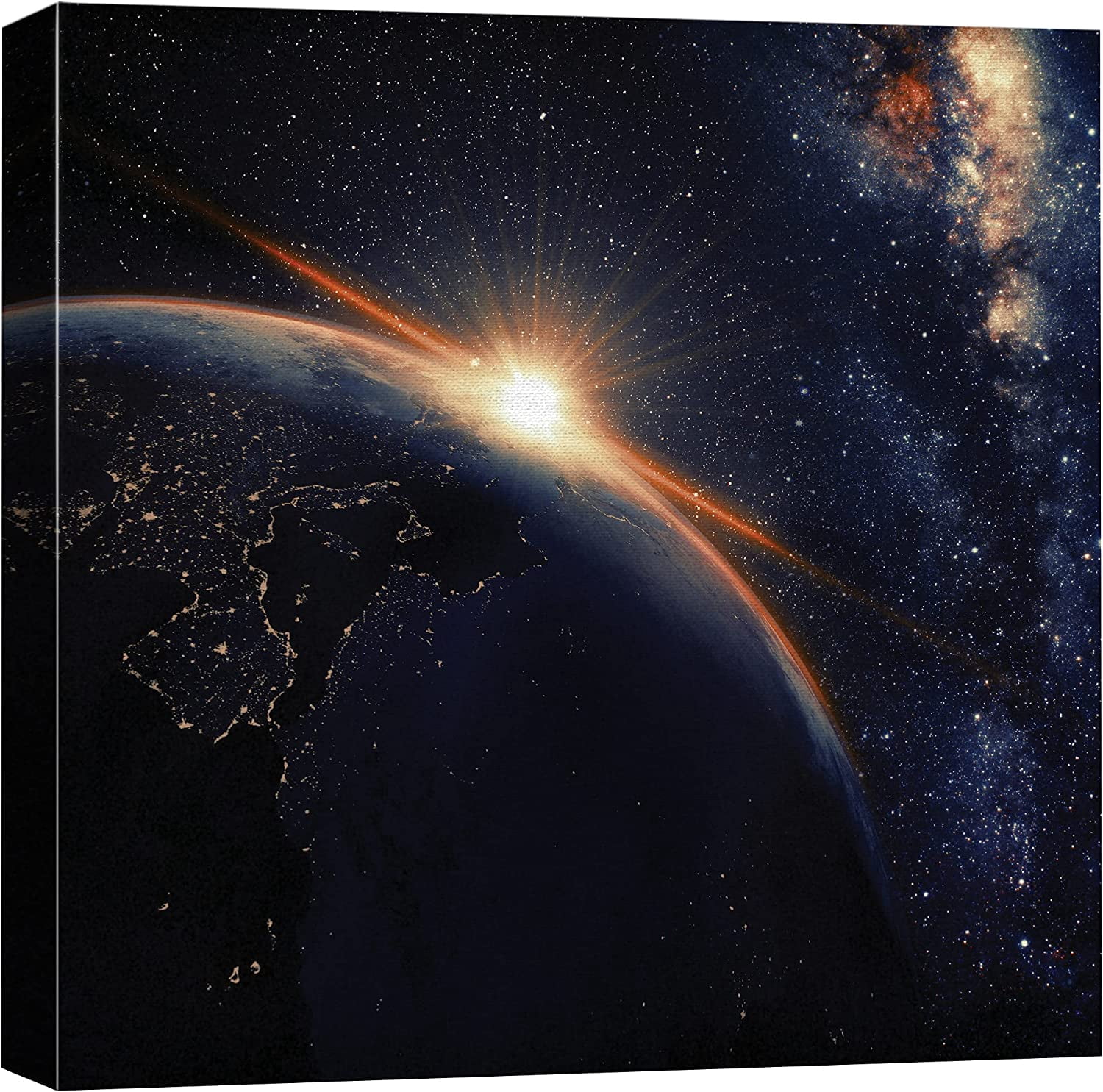 HFDF Canvas Print Wall Art Orange Glint from Sun on Edge of Earth ...