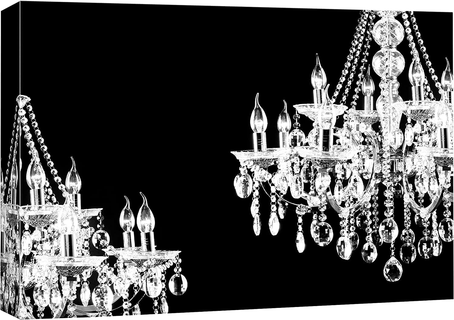 HFDF Canvas Print Wall Art Ornate Black & White Chandelier Duo ...