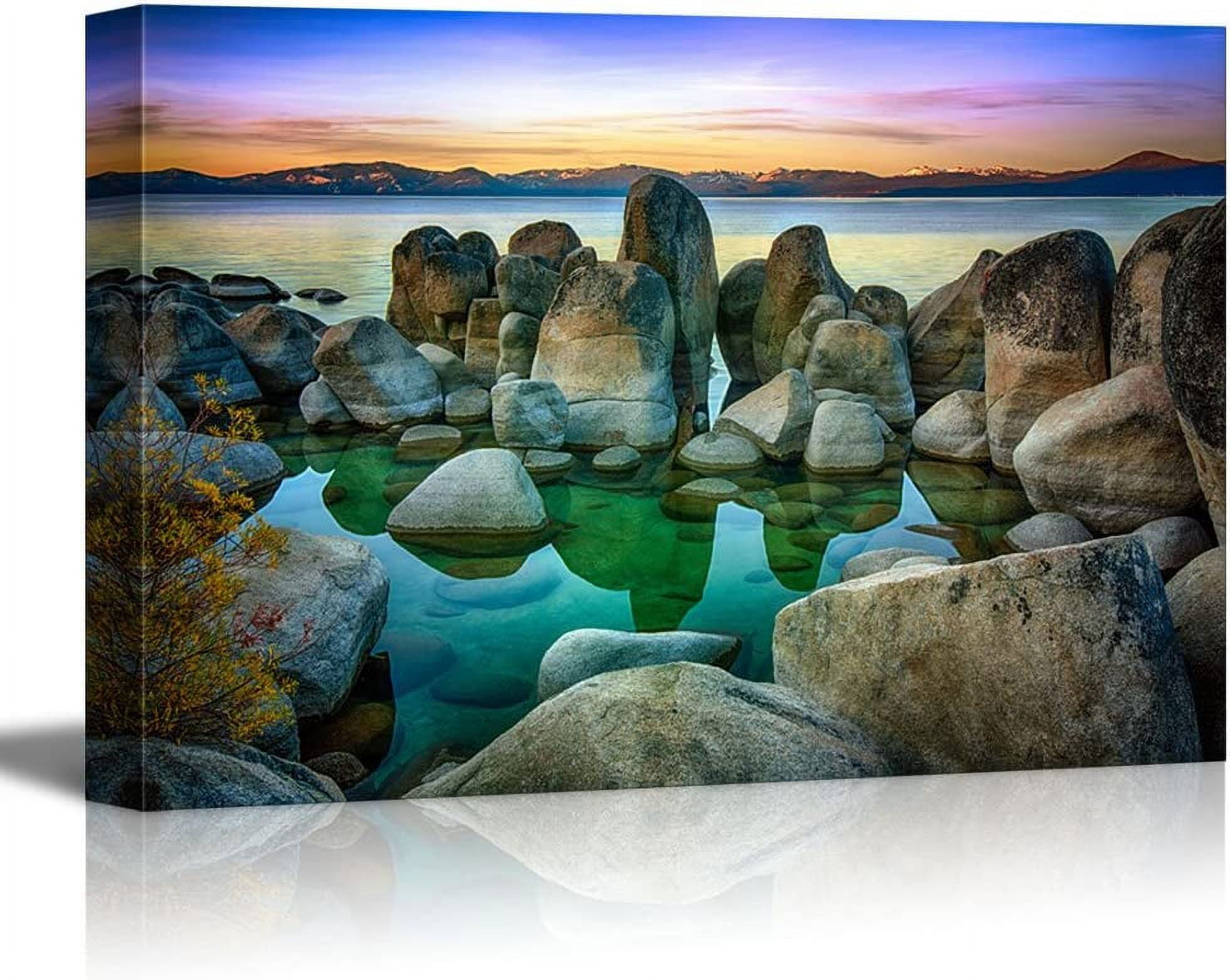 HFDF Canvas Prints Wall Art Rocks in a Lake, Lake Tahoe, Sierra Nevada ...