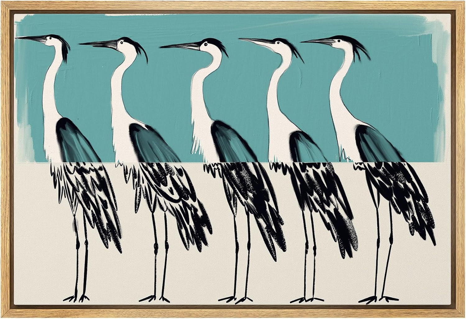 HFDF Canvas Prt Wall Art Abstract Crane Modern Blue and White Bird ...