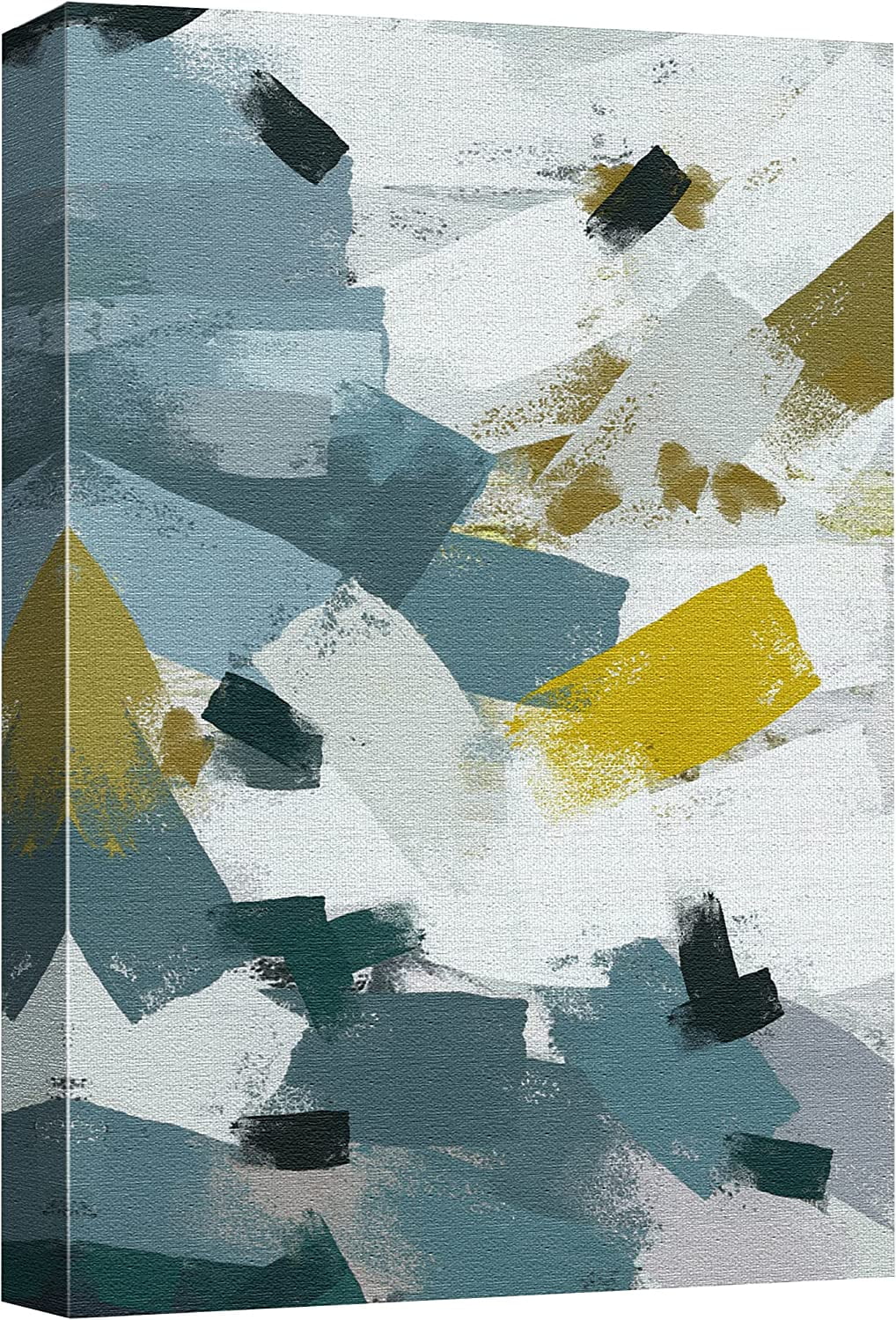 HFDF Canvas Prt Wall Art Blue, & White Pat Stroke Collage Abstract ...