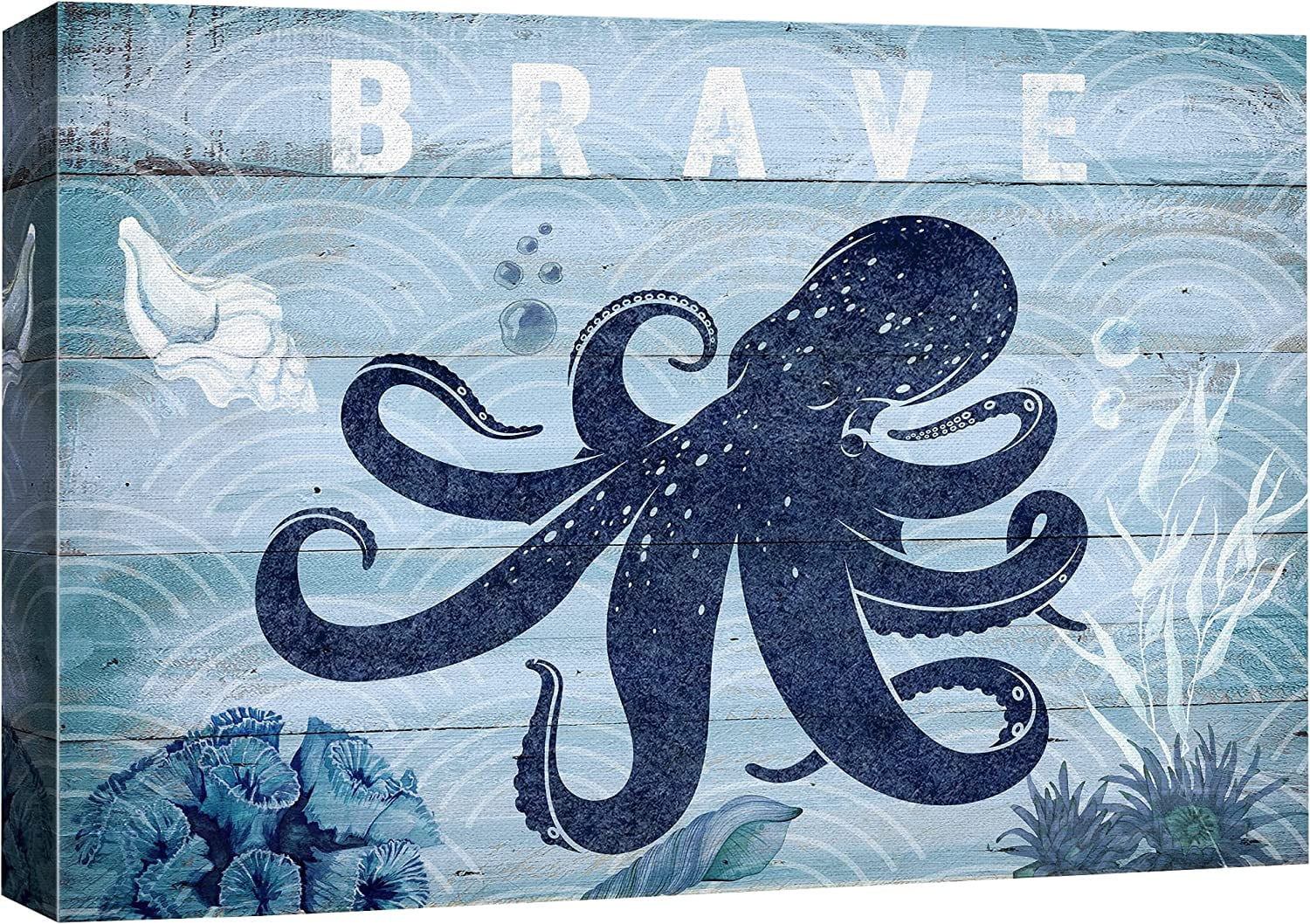 HFDF Canvas Prt Wall Art Brave Octopus Prt with Seashell Amphibians ...