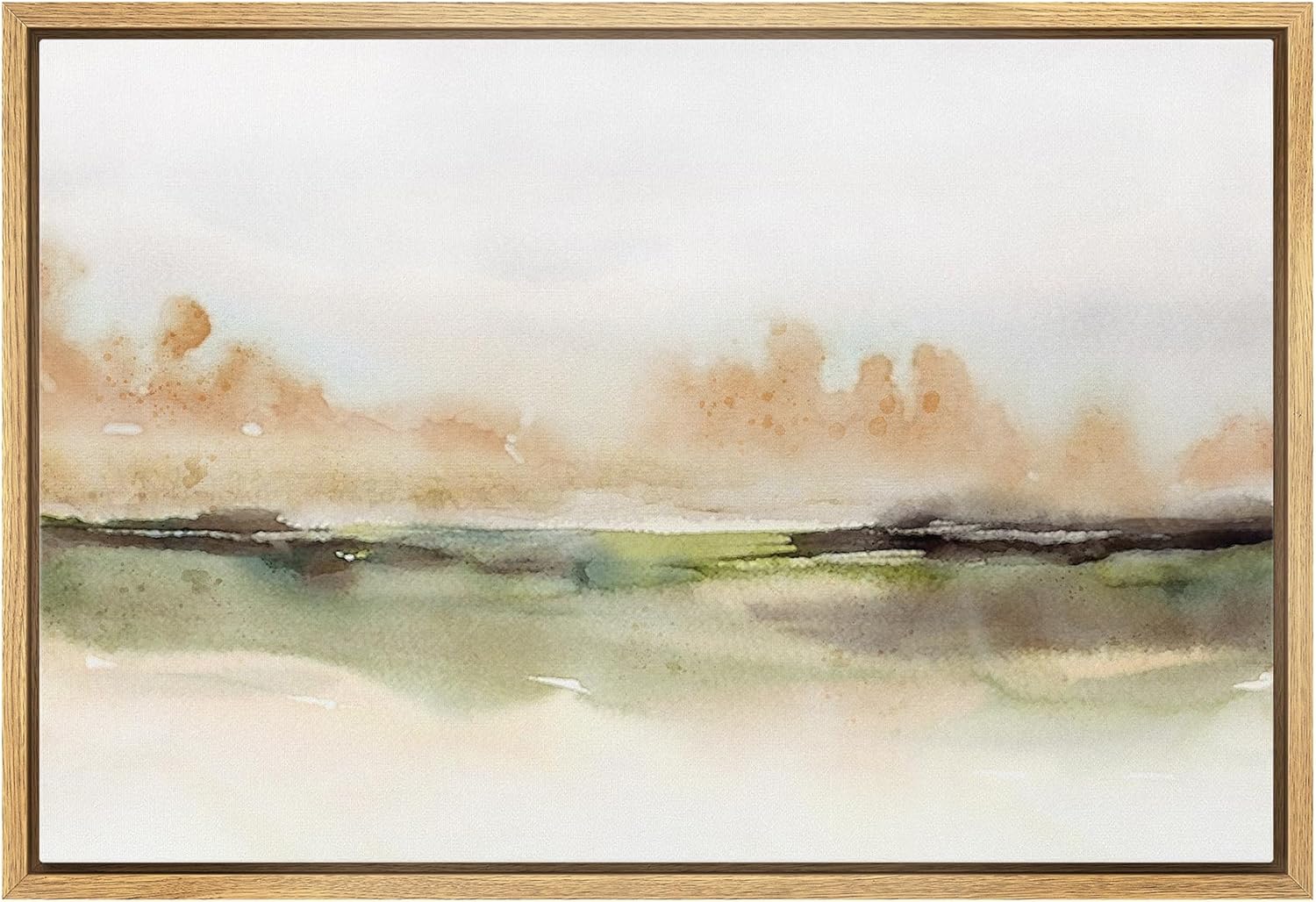 HFDF Canvas Prt Wall Art Brown and Green Watercolor Landscape Abstract ...