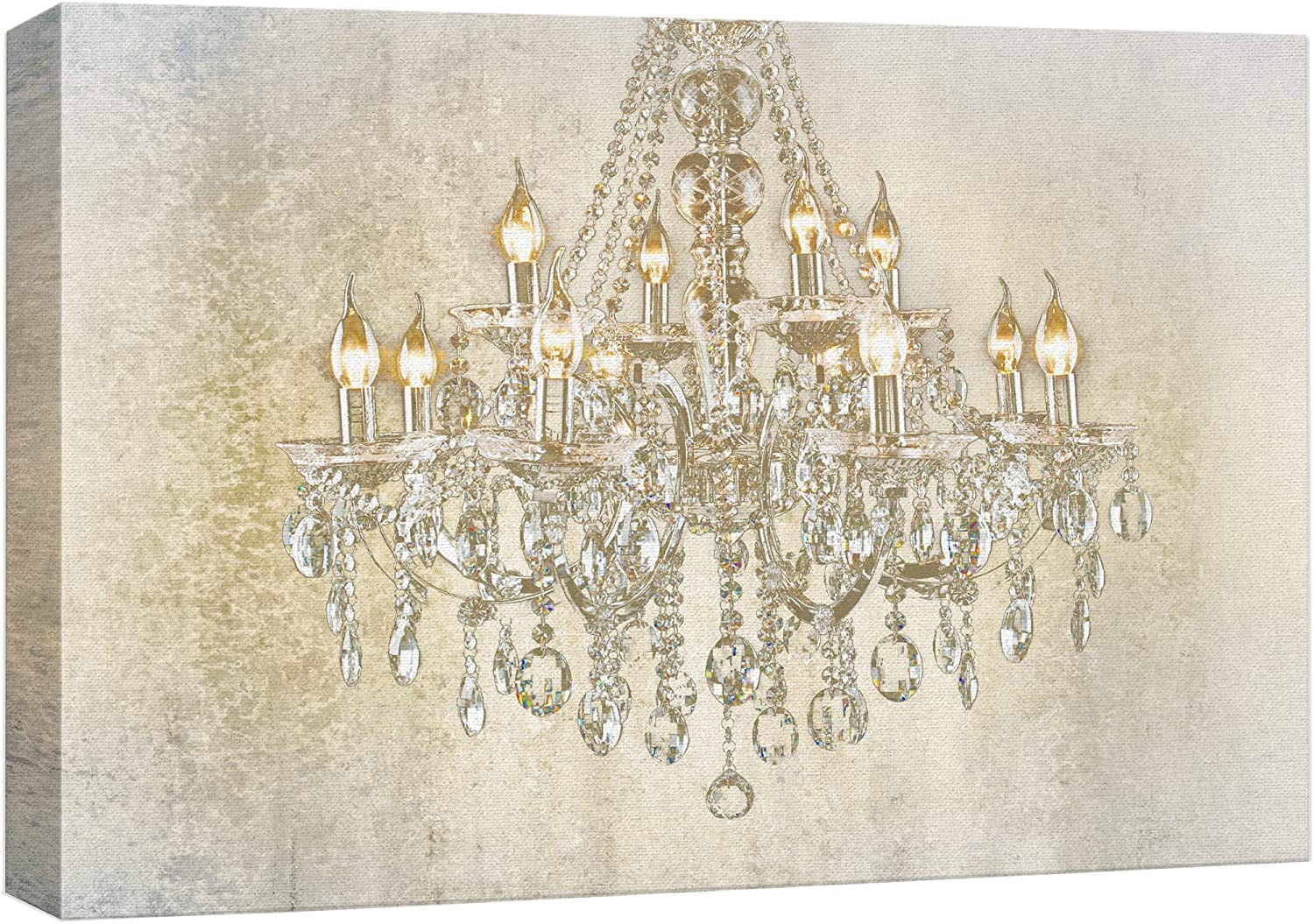 HFDF Canvas Prt Wall Art Crystal Bright Chandelier on White Background ...