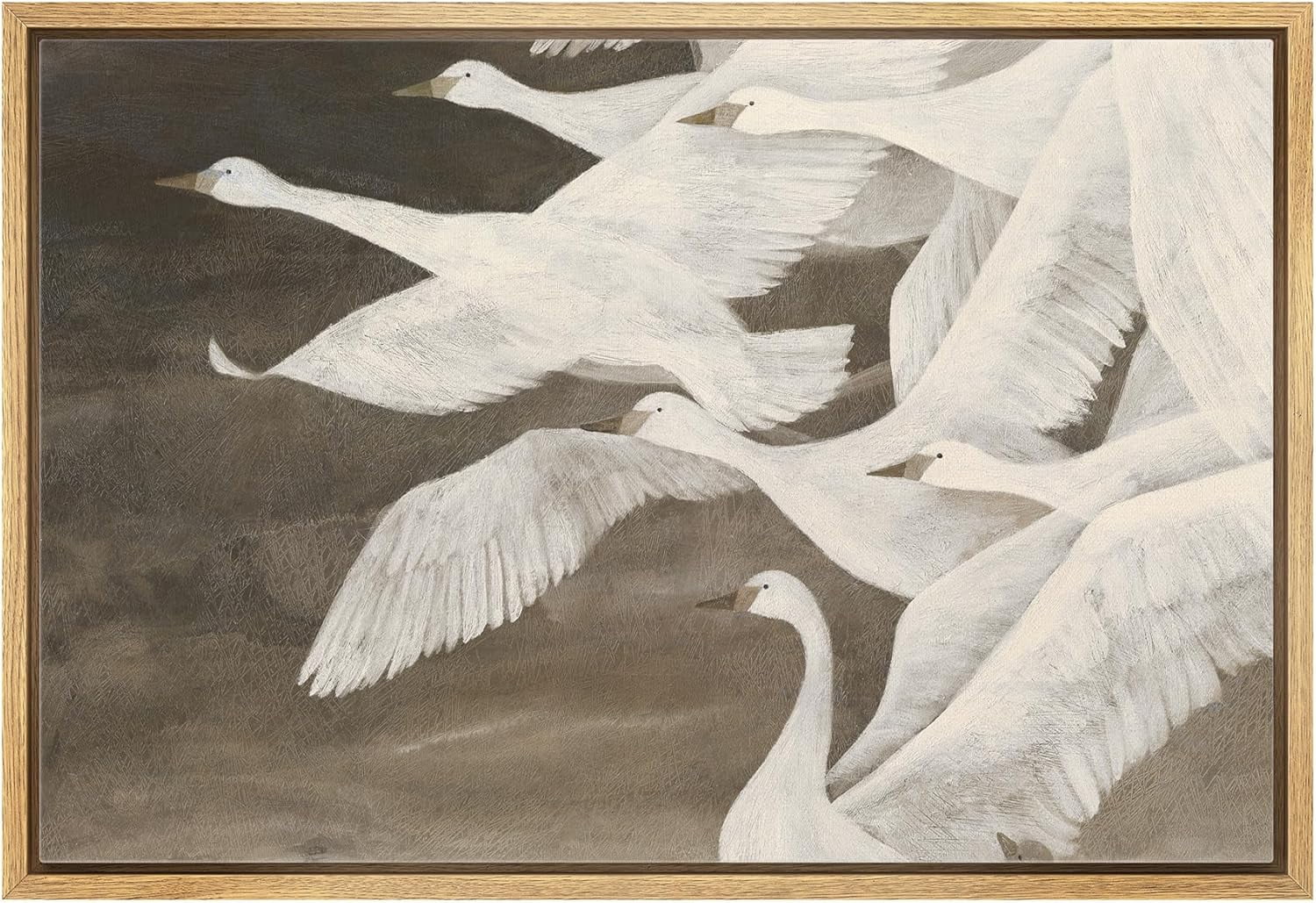 HFDF Canvas Prt Wall Art Graceful Swans Flight Elegant Bird Migration ...