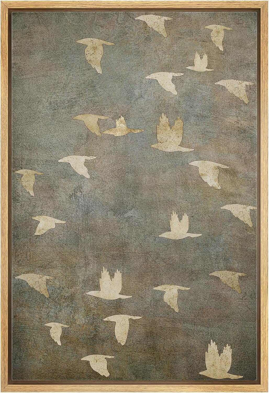 HFDF Canvas Prt Wall Art Grunge Gold Flyg Bird Collage Nature ...