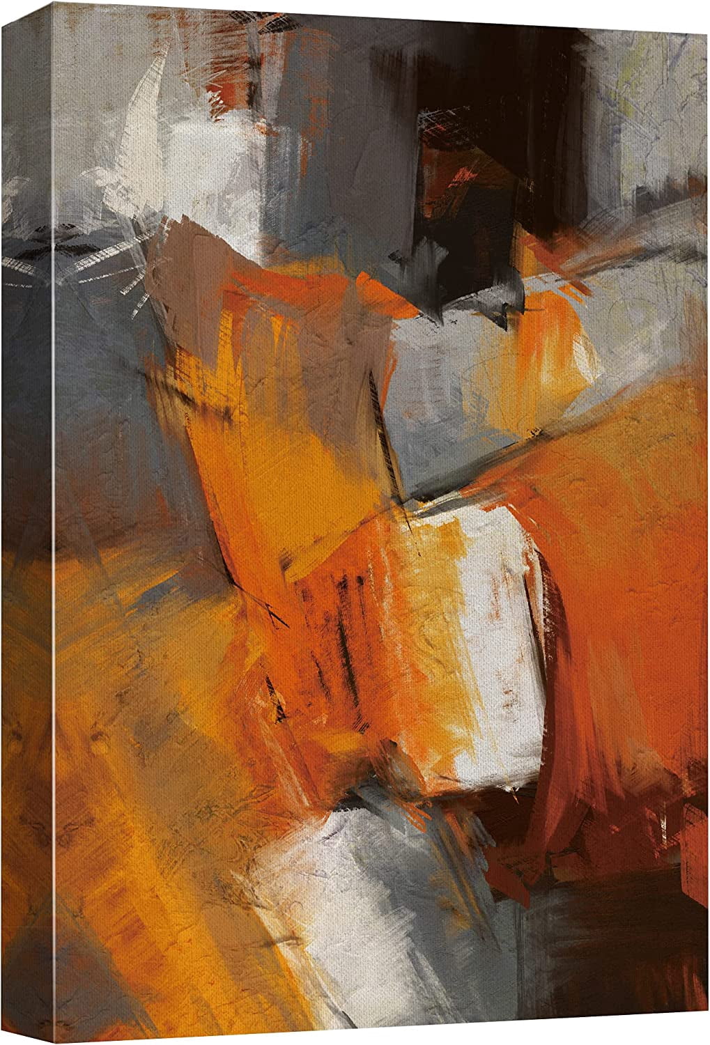 HFDF Canvas Prt Wall Art Orange, Black & Gray Chipped Pat Display ...