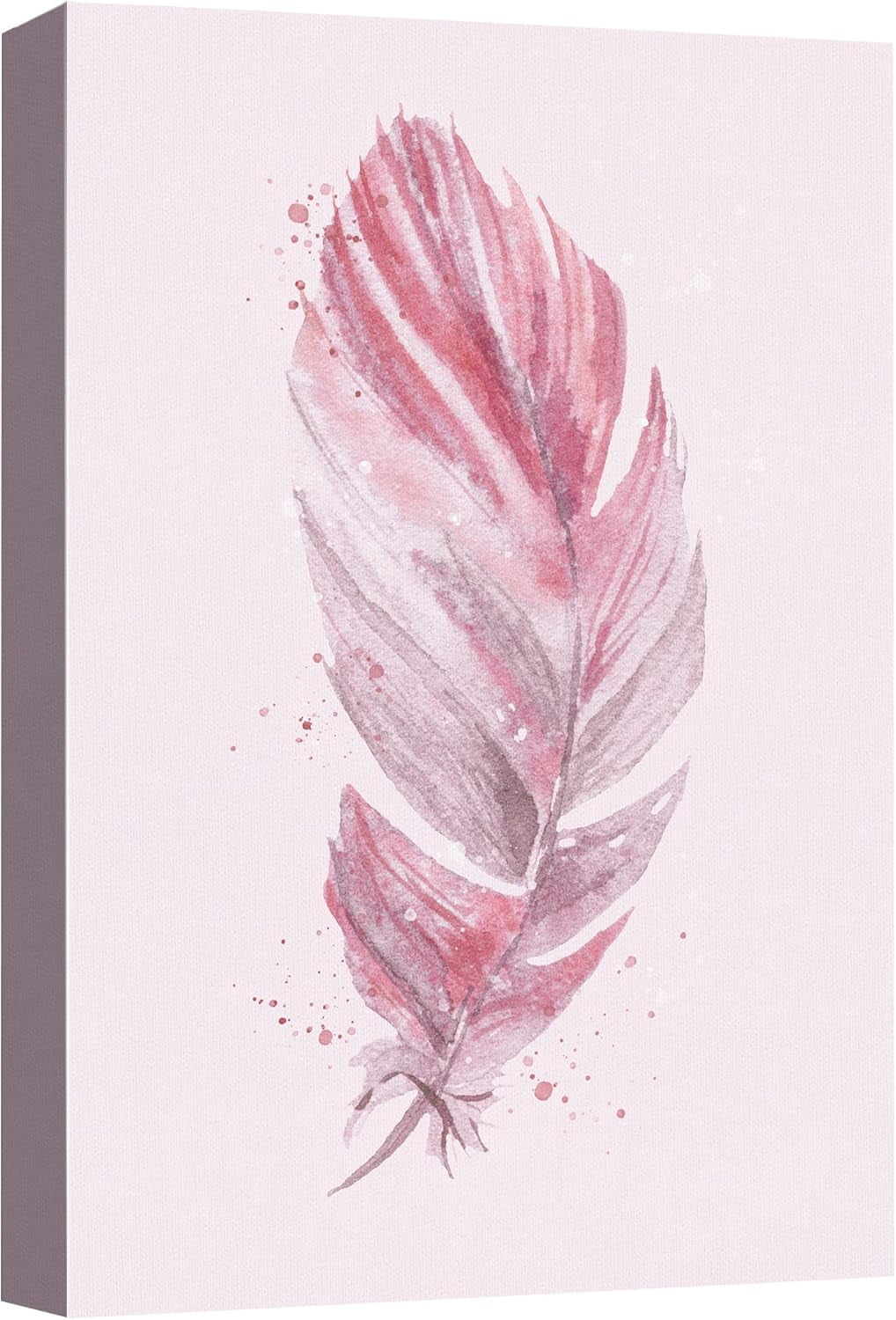 HFDF Canvas Prt Wall Art Pastel Watercolor Pk Gray Bird Feather Animals ...