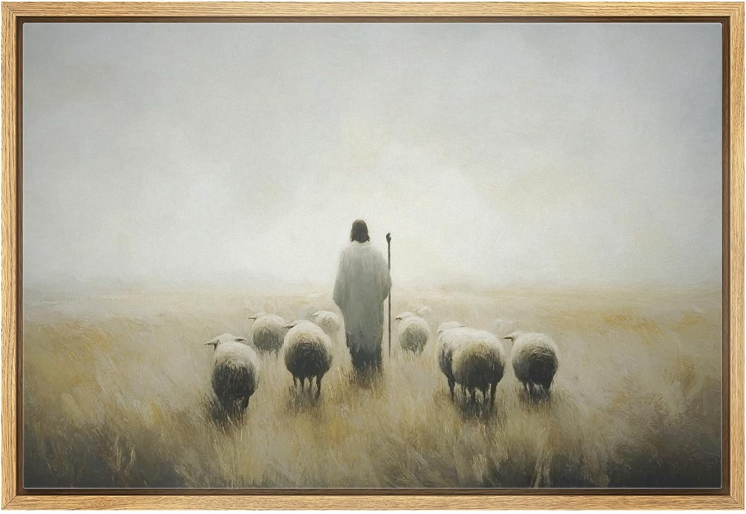 HFDF Canvas Prt Wall Art Rustic Shepherd with Flock Tranquil Neutral ...