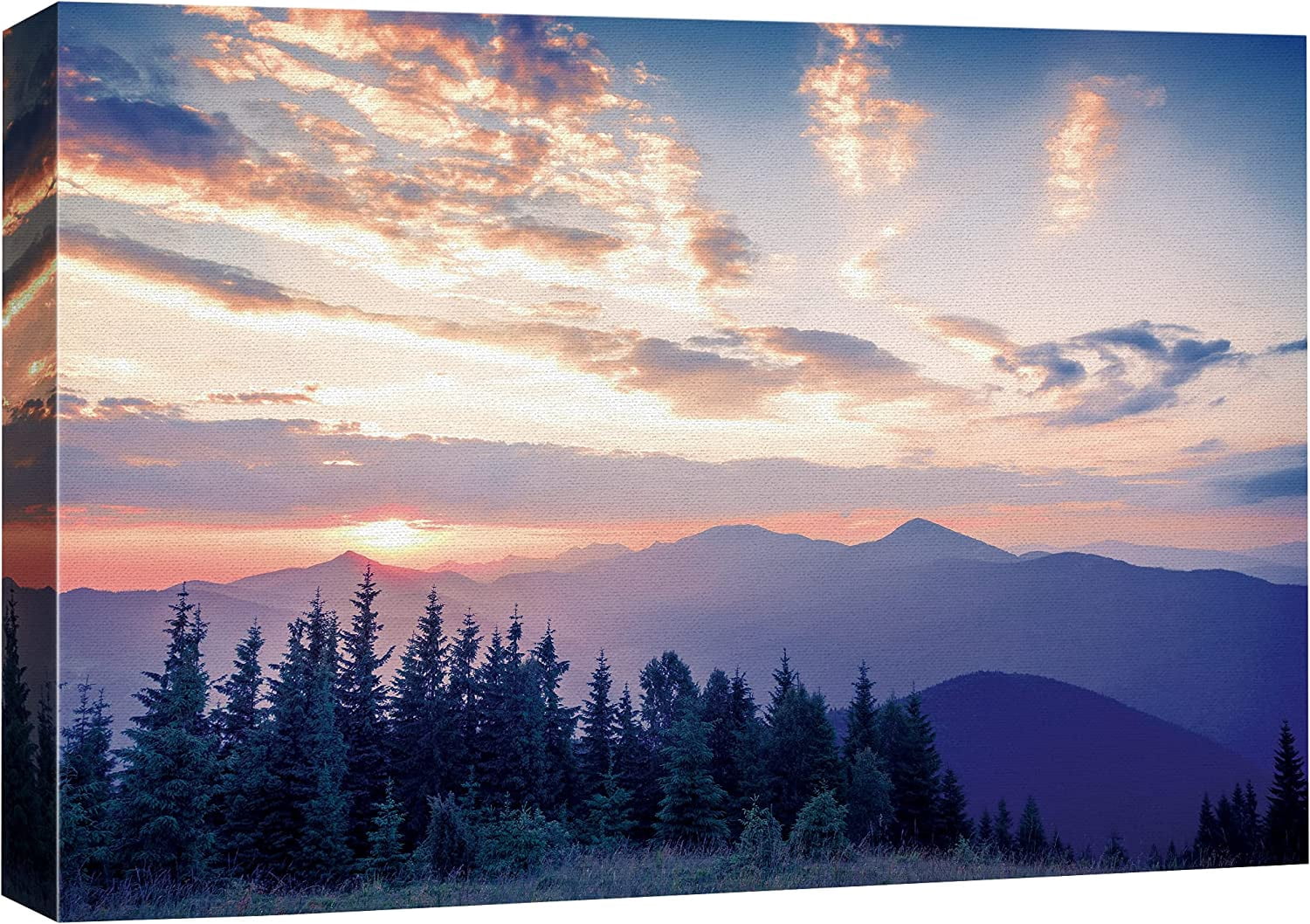 HFDF Canvas Prt Wall Art Sun Sets Over Purple Mountas Nature Wilderness ...