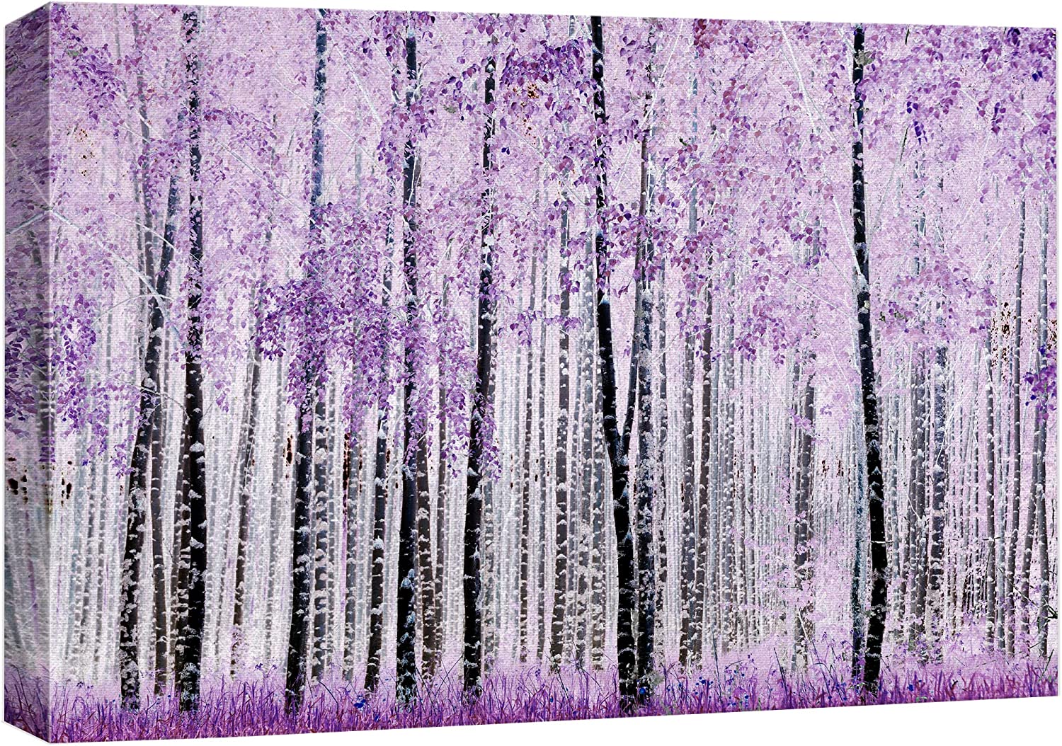 HFDF Canvas Prt Wall Art Vibrant Purple & White Sprg Pat Stroke Forest ...