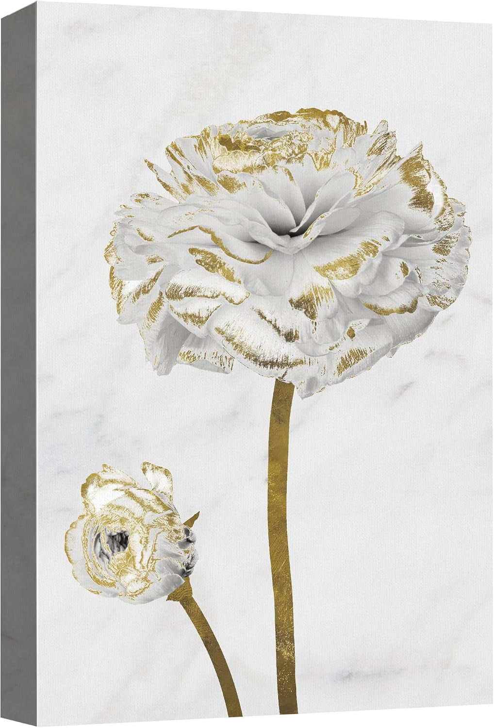 HFDF Canvas Prt Wall Art White Gold Marble Background Carnation Flower ...