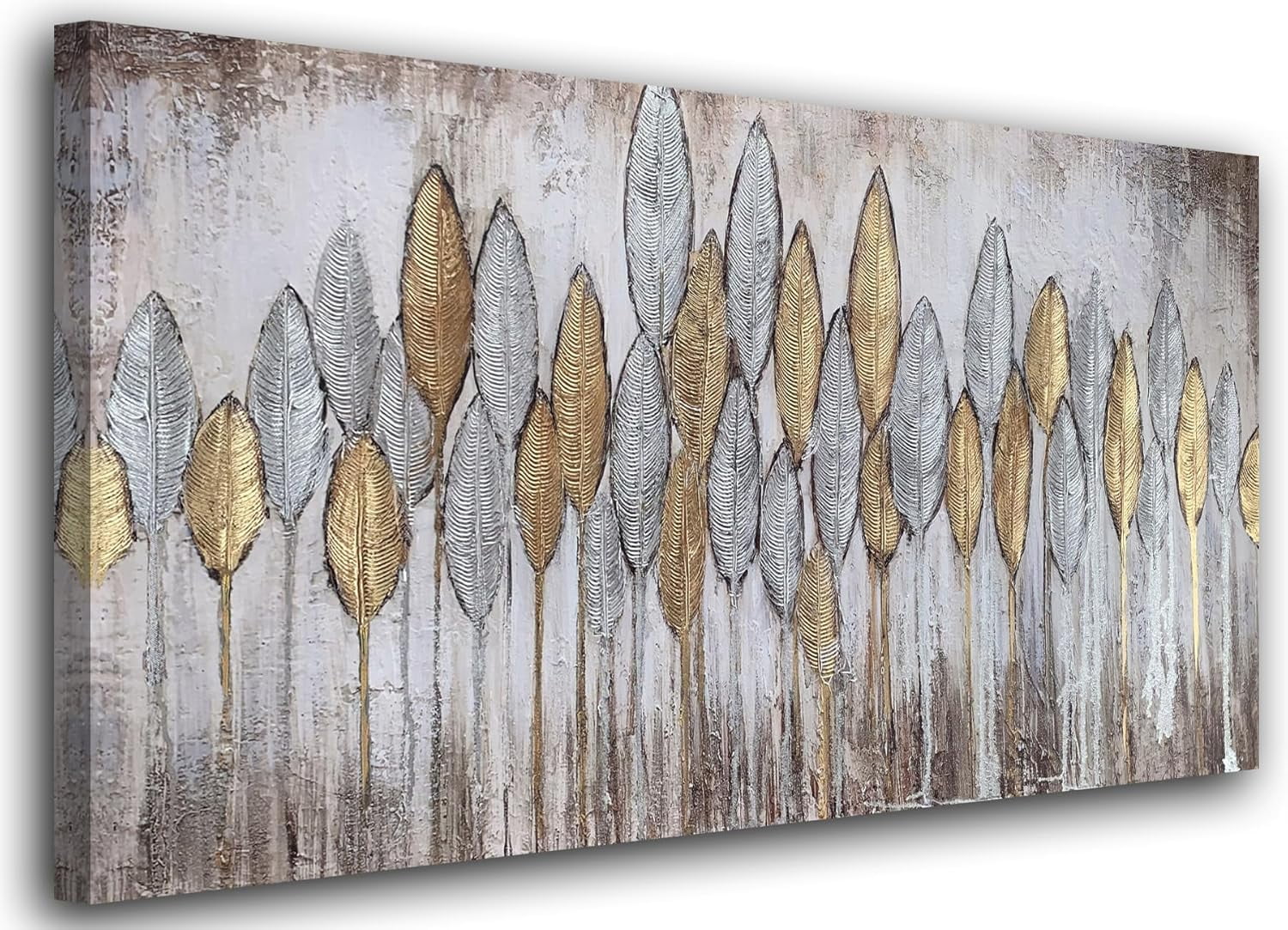 HFDF Canvas Wall Art Abstract Leaf Landscape Painting Textured Modern ...