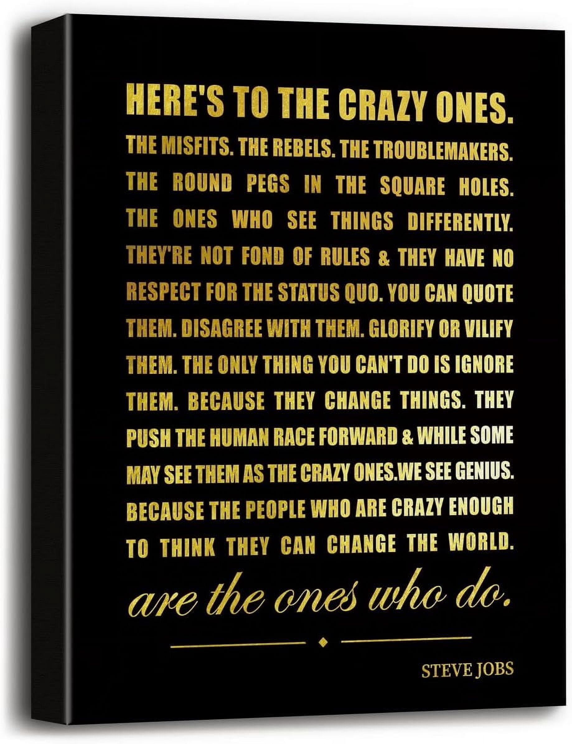HFDF Canvas Wall Art Here's To The Crazy Ones - spirational Canvas Prts ...