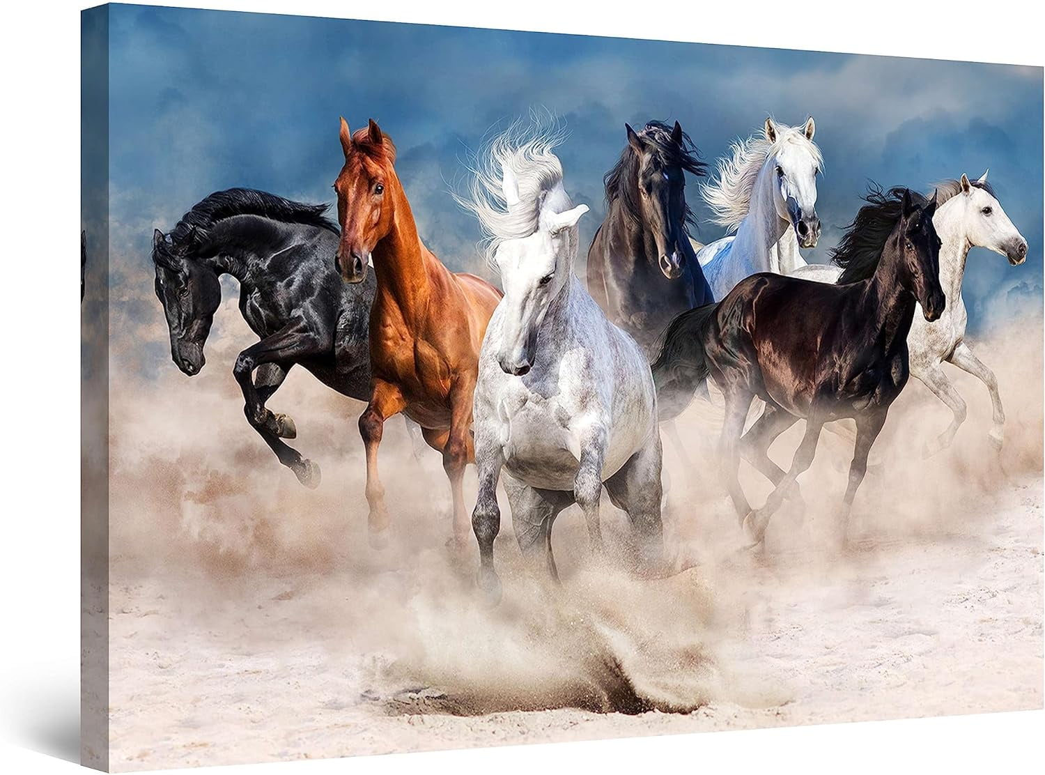 HFDF Canvas Wall Art Decor Horses Runng the Sand Animal Stretched Prt ...