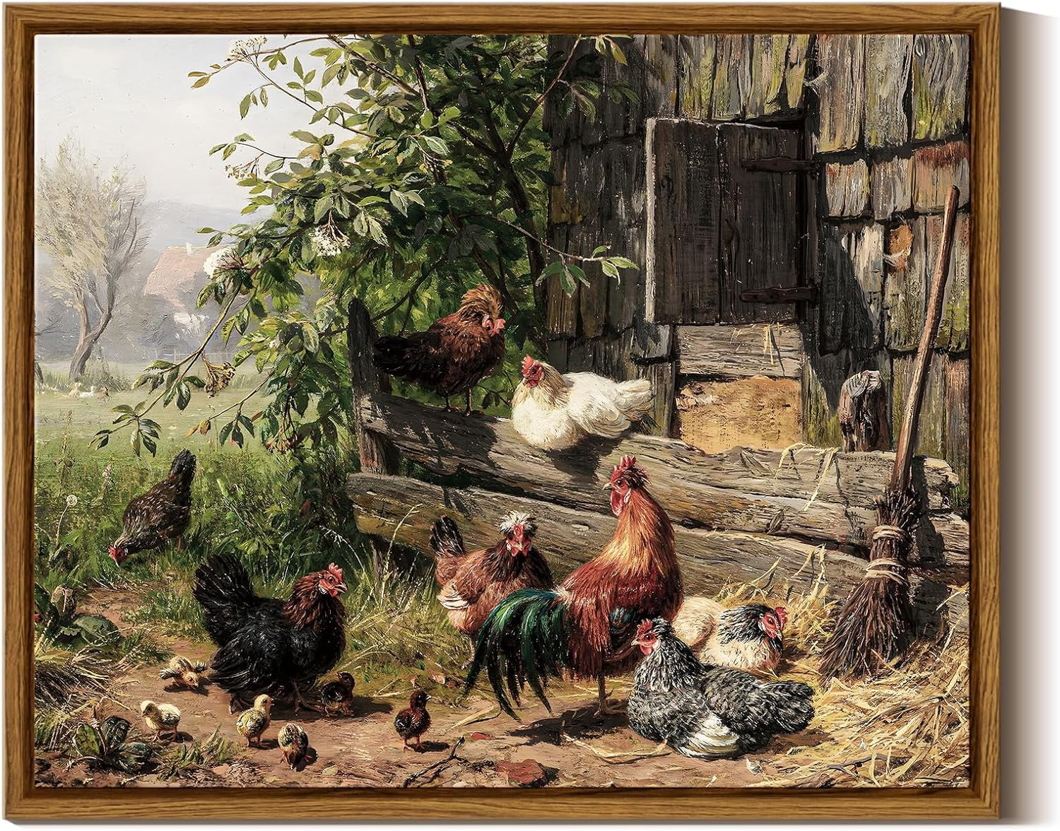 HFDF Canvas Wall Art Funny Runng Chicken and Chicken Coop Wall Decor ...