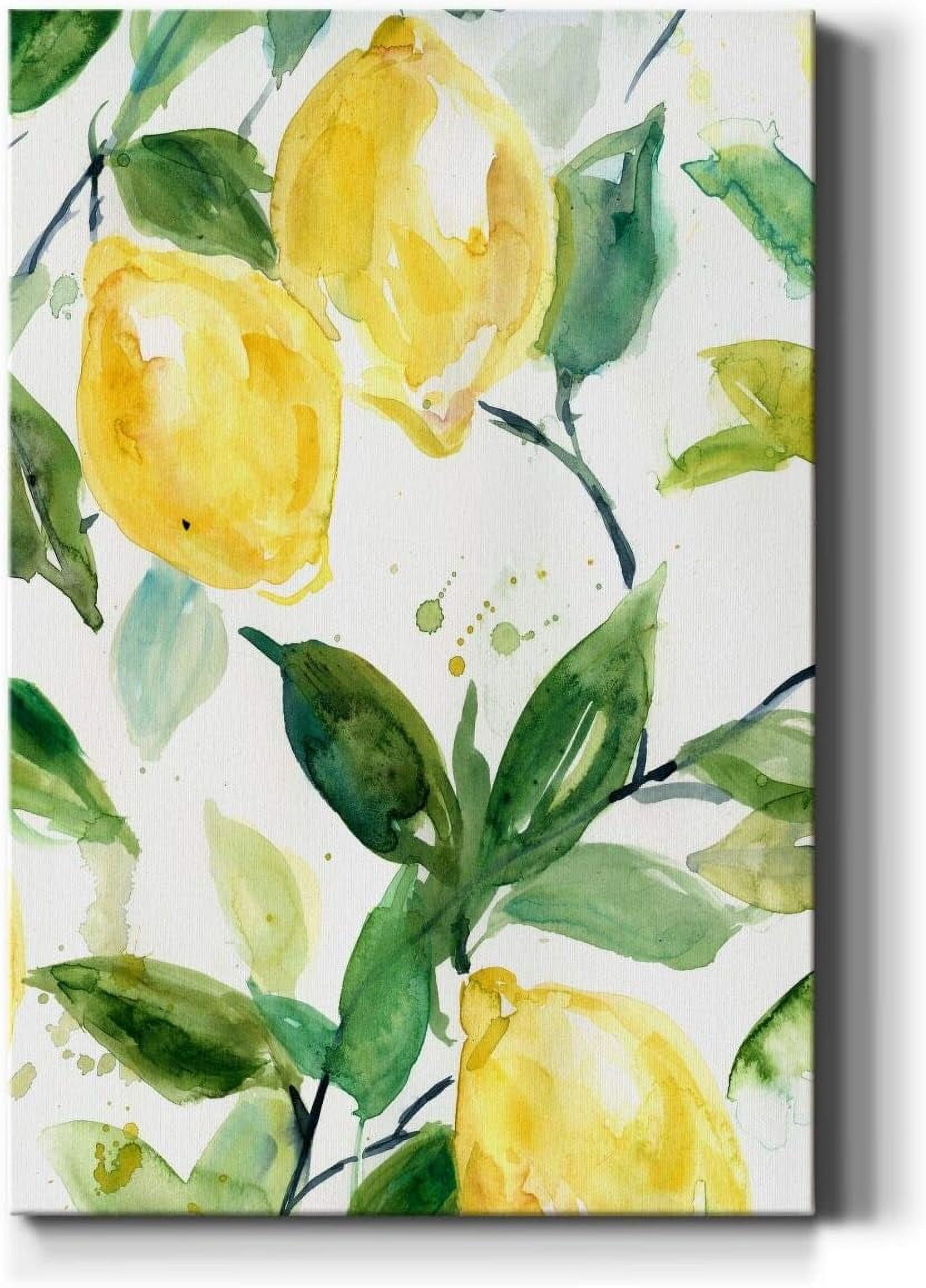 HFDF Canvas Wall Art Hangg Prts for Home Green Branches of Yellow Lemon ...