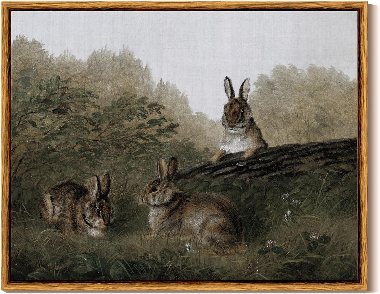 HFDF Canvas Wall Art Three Rabbits Prts Easter Bunny Decor Vtage Animal ...