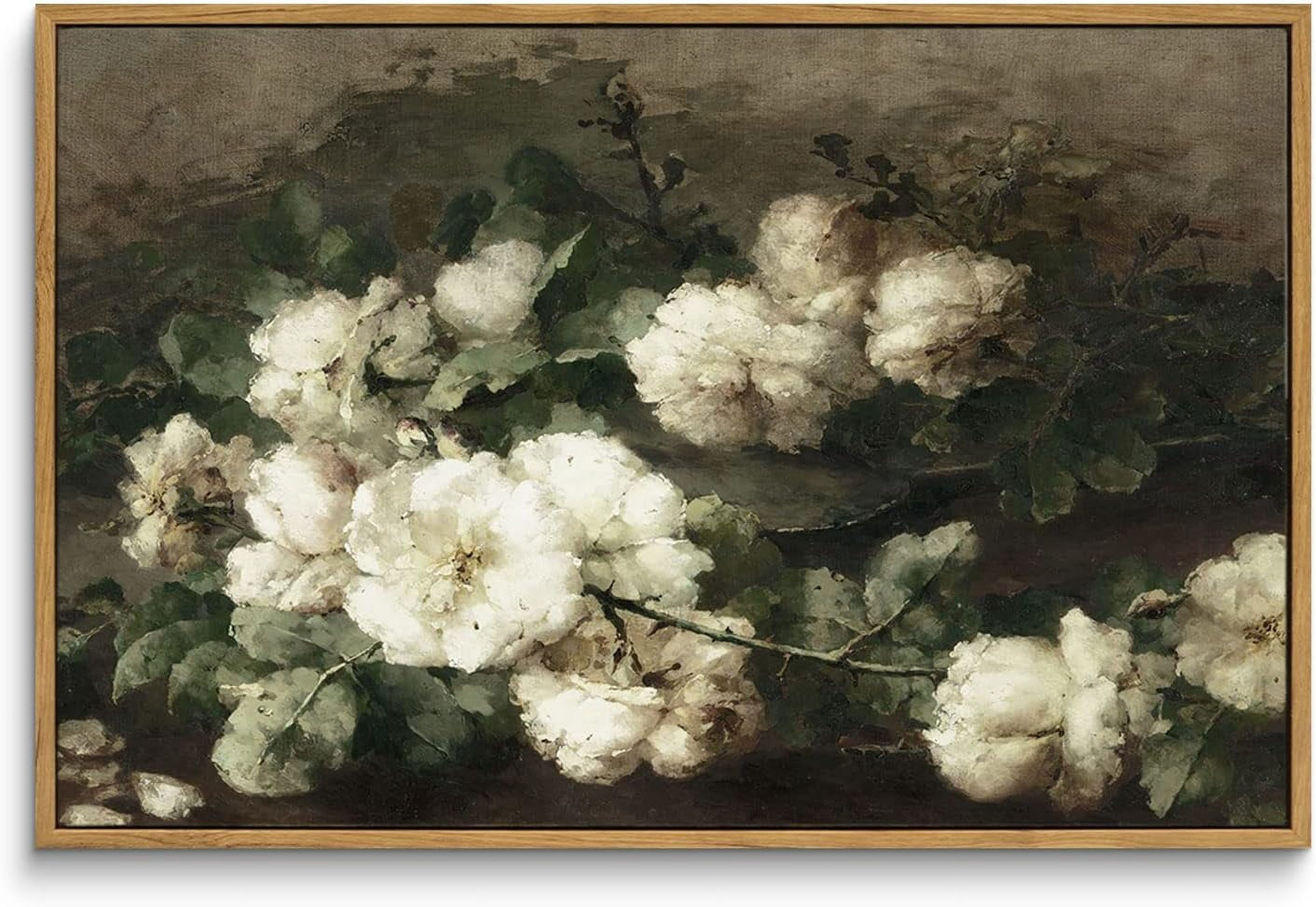 HFDF Canvas Wall Art Vtage Decor, Room Decor White Roses Still Life ...