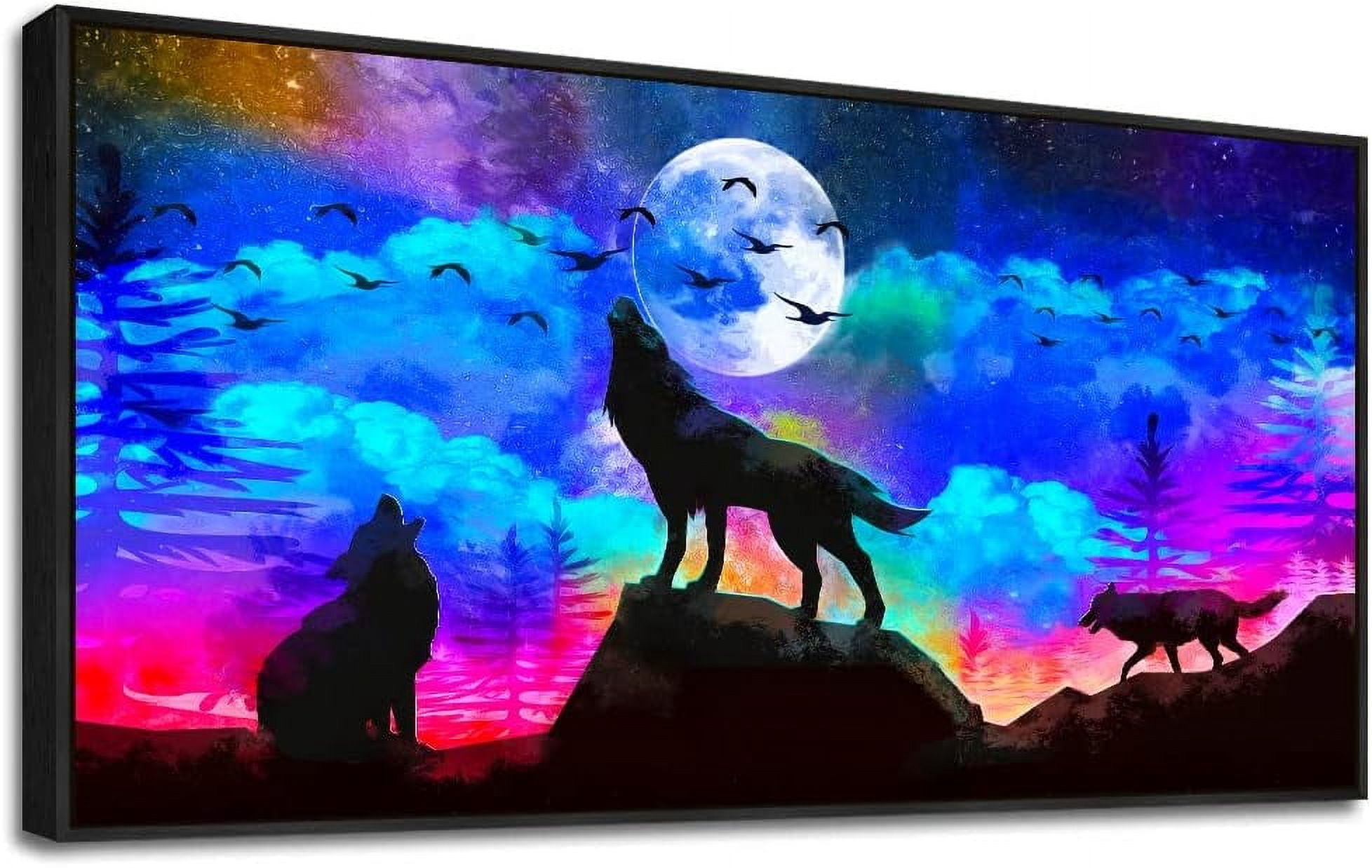 HFDF Canvas Wolf Landscape Painting Canvas Wall Art For Living Room ...