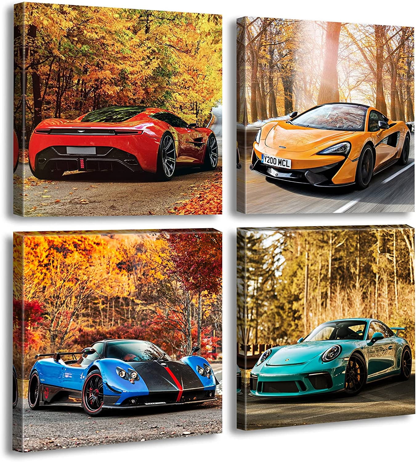 HFDF Car Posters Boys Room Decor Wall Art Giclee Canvas Prints Autumn ...