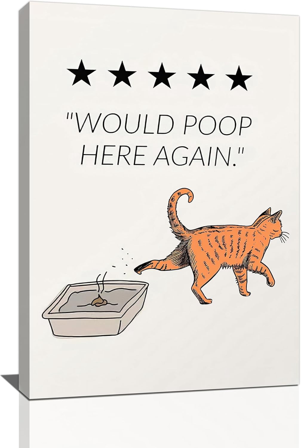HFDF Cat 'Would Poop Here Aga' Wall Art - Funny Bathroom Canvas Prt ...