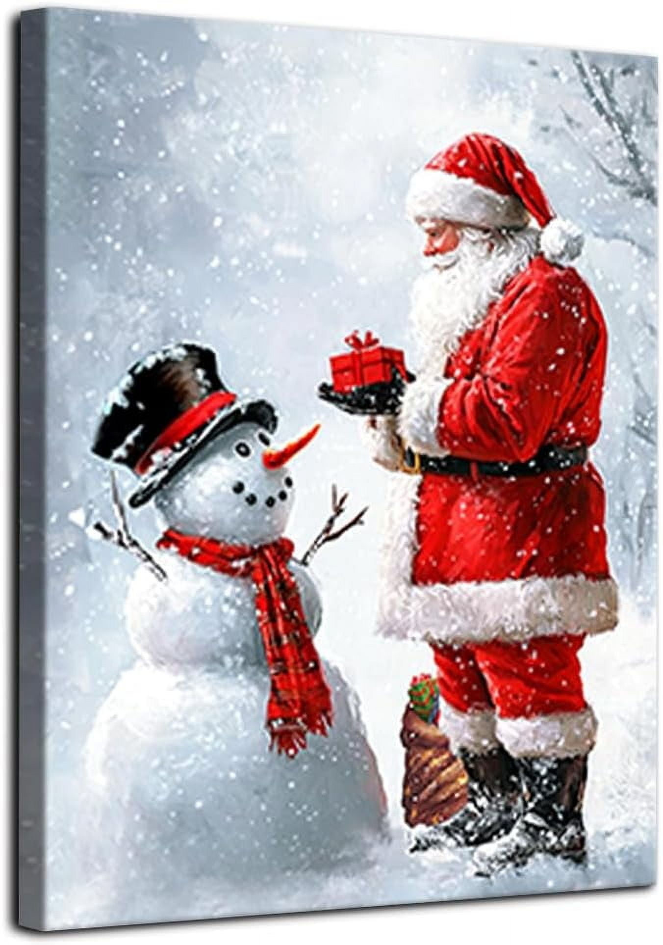 HFDF Christmas Wall Art Snowman Santa Canvas Prints Christmas Decor ...
