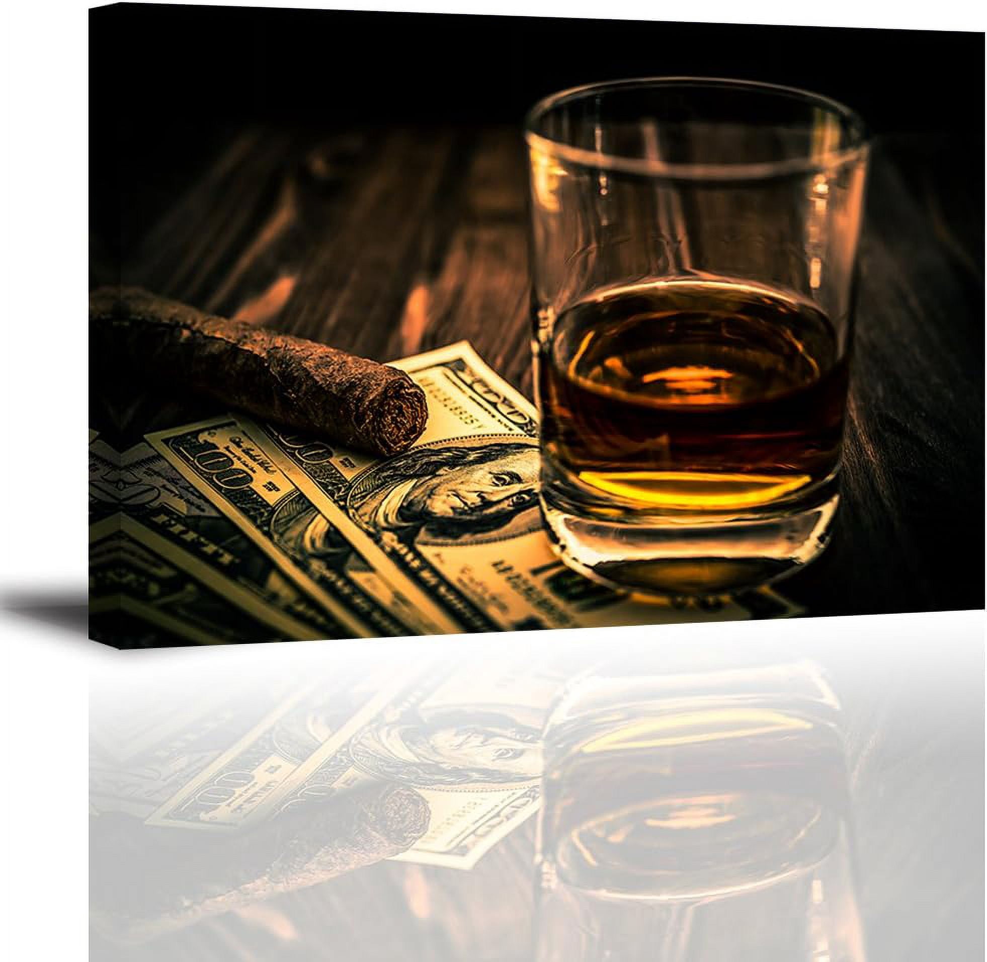 HFDF Cigar and We Wall Art for Bar, Whiskey Picture Canvas Patg Prts ...