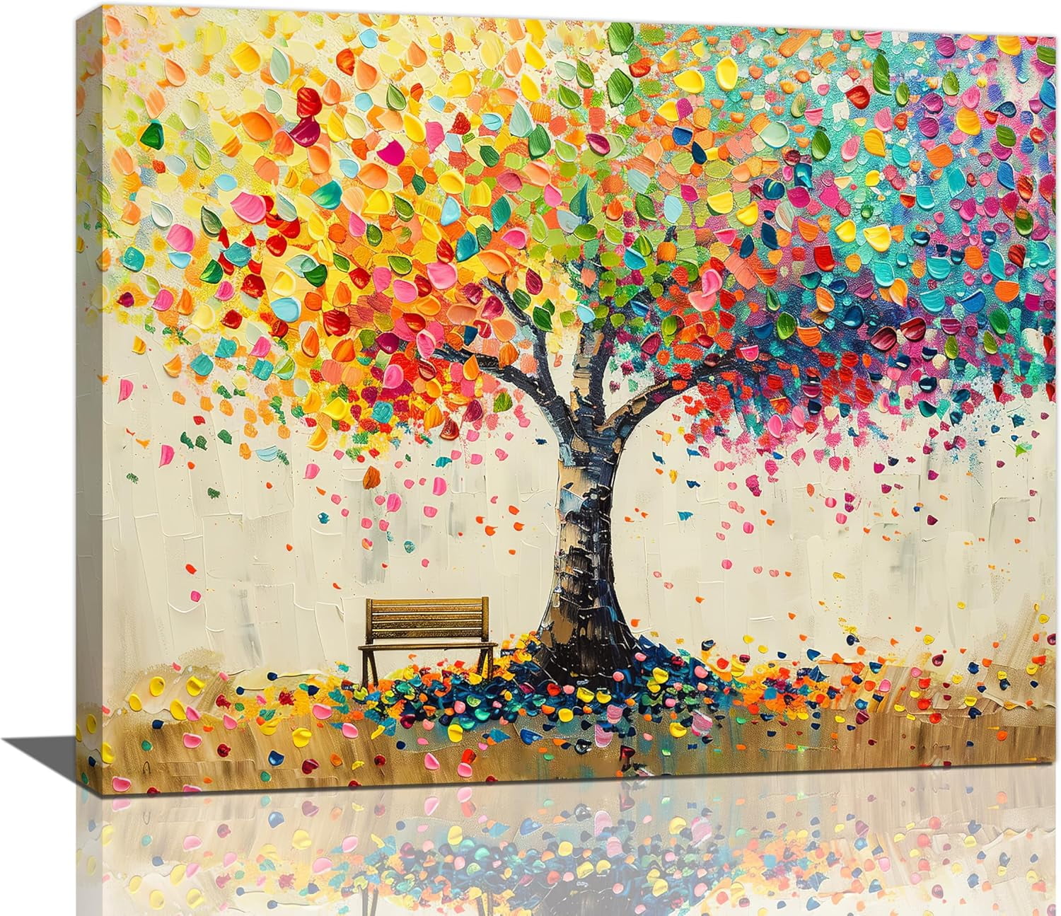 HFDF Colorful Tree Wall Art Graffiti Tree of Life Pictures Wall Decor ...
