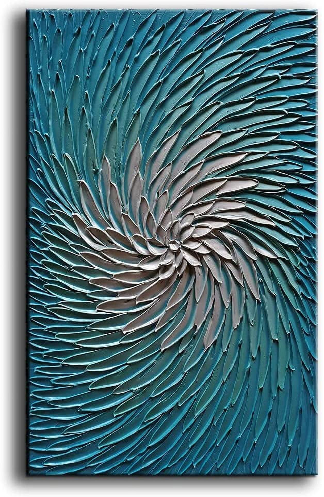 HFDF - Contemporary Art Oil Patg on Canvas 3D Metallic Blue and Silver ...