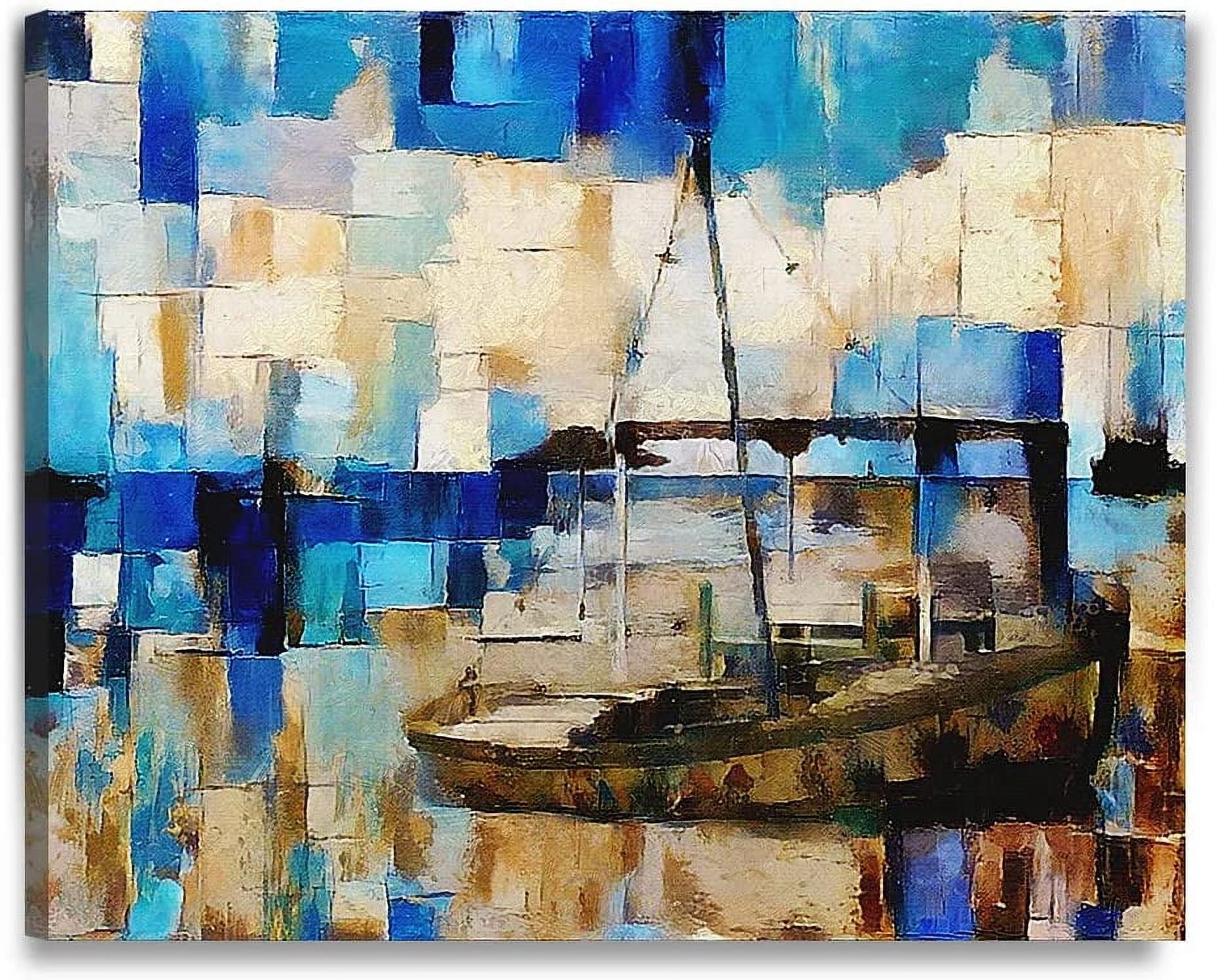 HFDF - Cubist Sailboat Wall Art, Giclee Prt on Cotton Canvas, Abstract ...