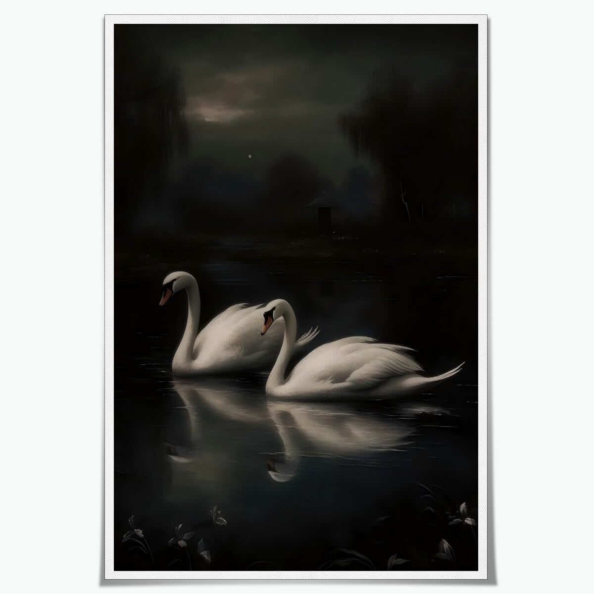 HFDF Dark Academia Swans Wall Artwork Wildlife Patg Retro Art Gothic ...