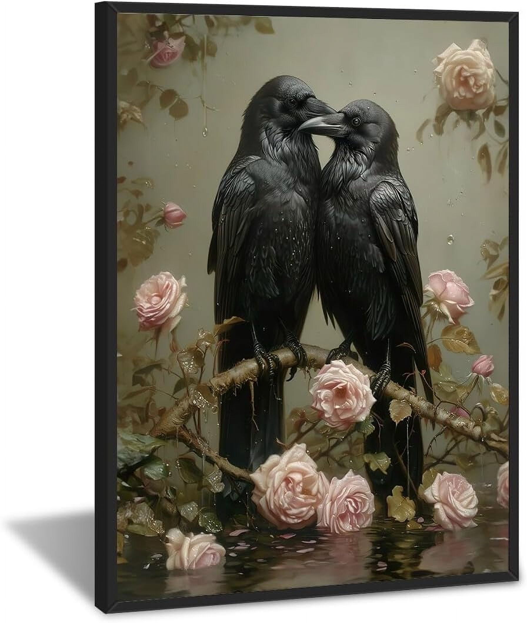 HFDF Dark Academic Wall Art Black Crow Poster Gothic Halloween Room ...
